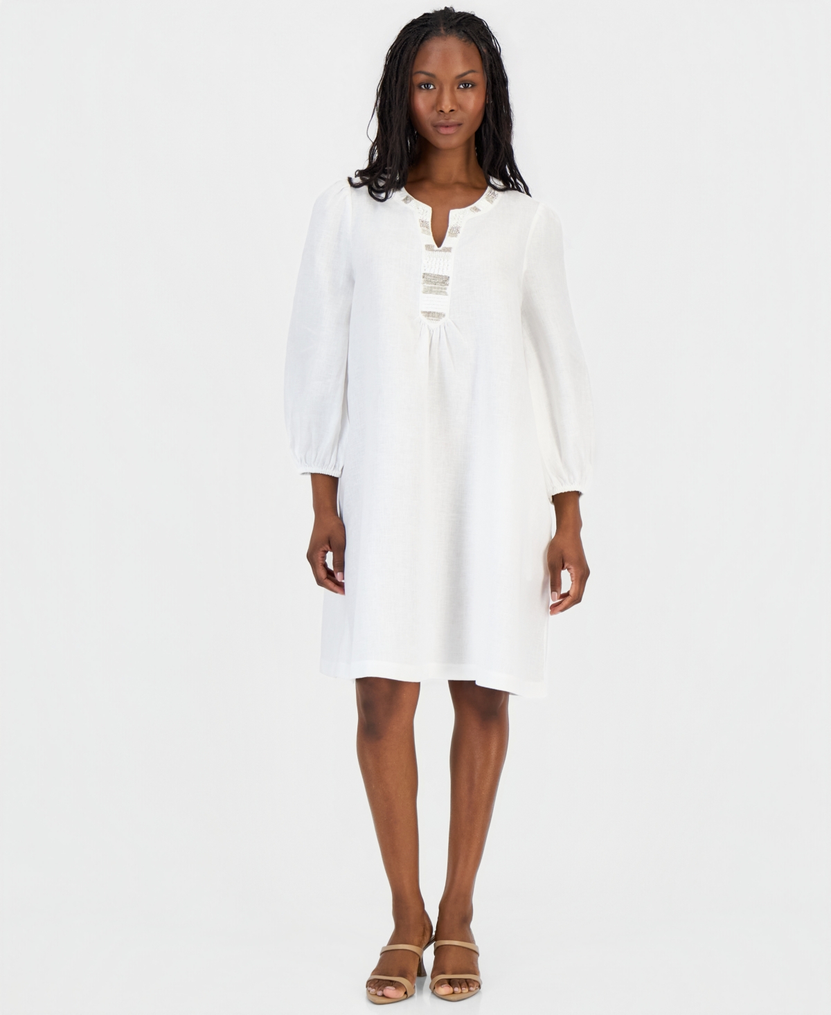 Click here for Charter Club Petite Embellished Linen Shift Dress... prices