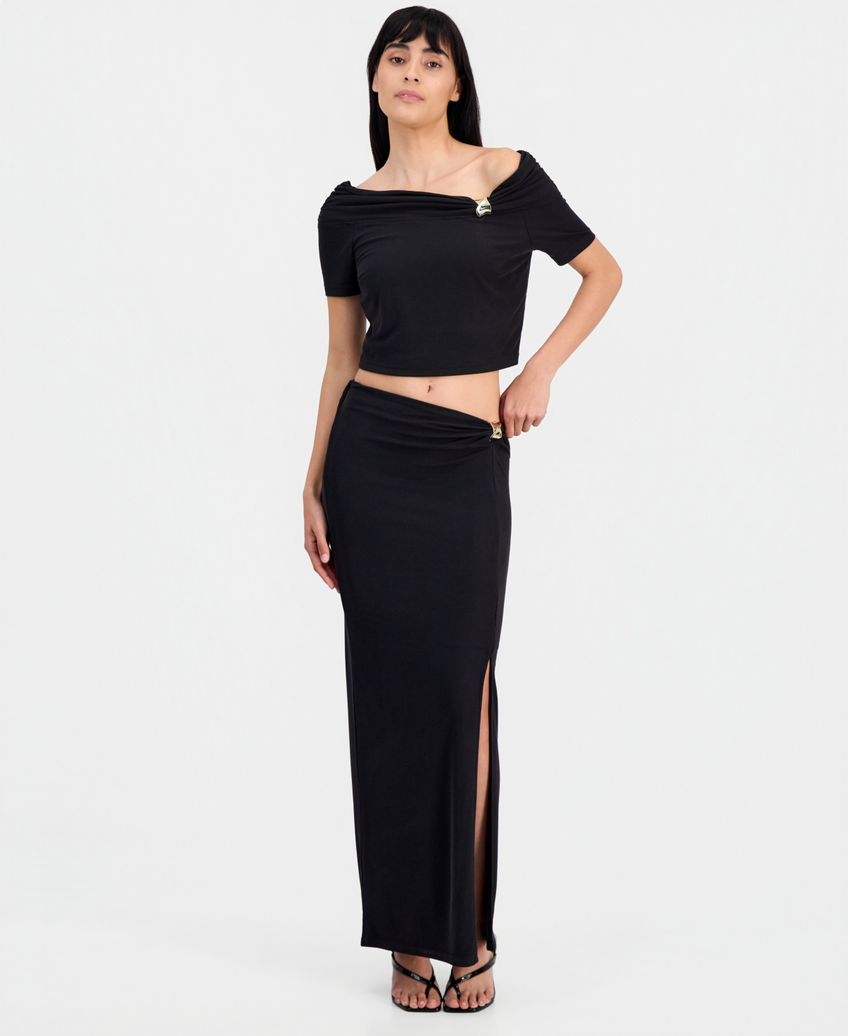 Click here for Guess Womens Brigitte Midi Skirt - Jet Black A996 prices