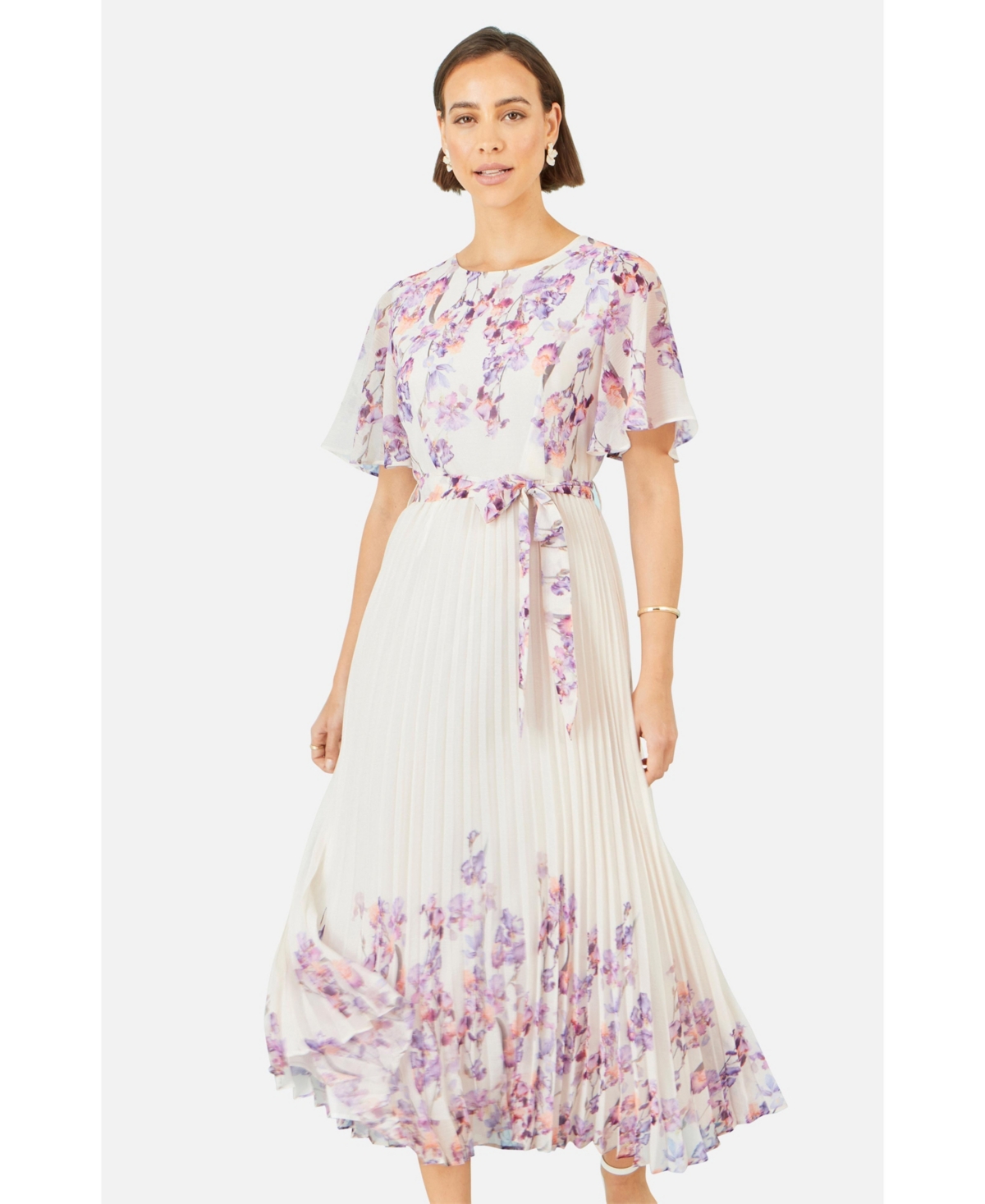 Click here for Yumi Womens Mirror Floral Design Pleated Midi Dres... prices