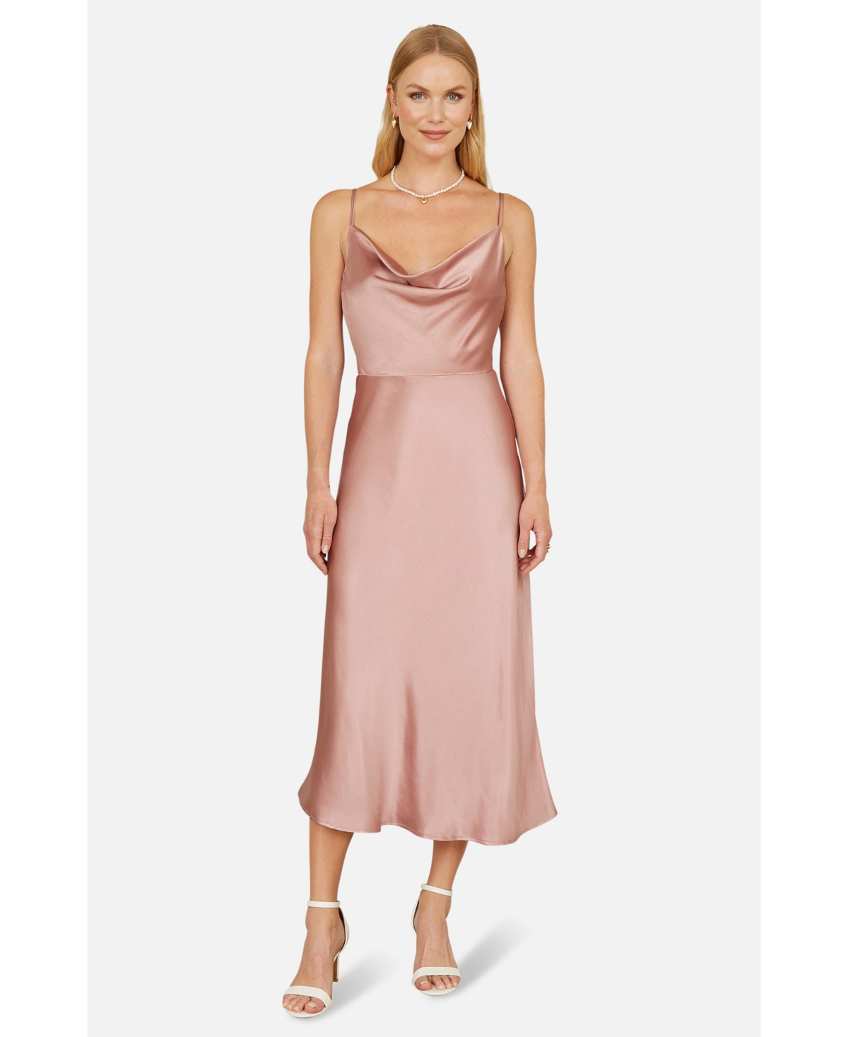 Click here for Yumi Womens Satin Cowl Neck Midi Dress - Rose pink prices