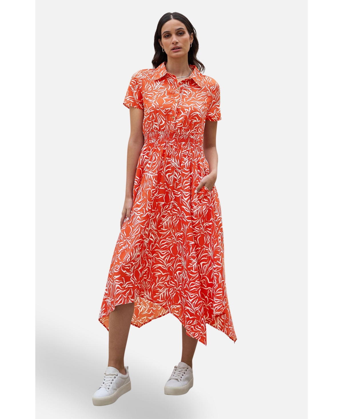 Click here for Yumi Womens Printed Midi Ruched Shirt Dress - Cora... prices
