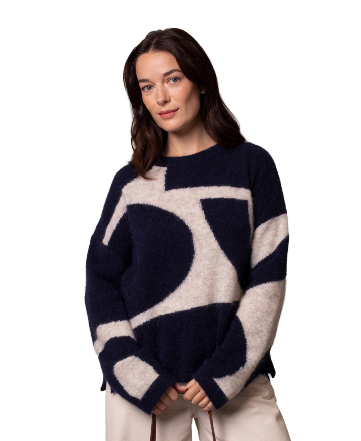 Click here for Celtic & Co. Womens Abstract Geo Sweater - Navy /... prices