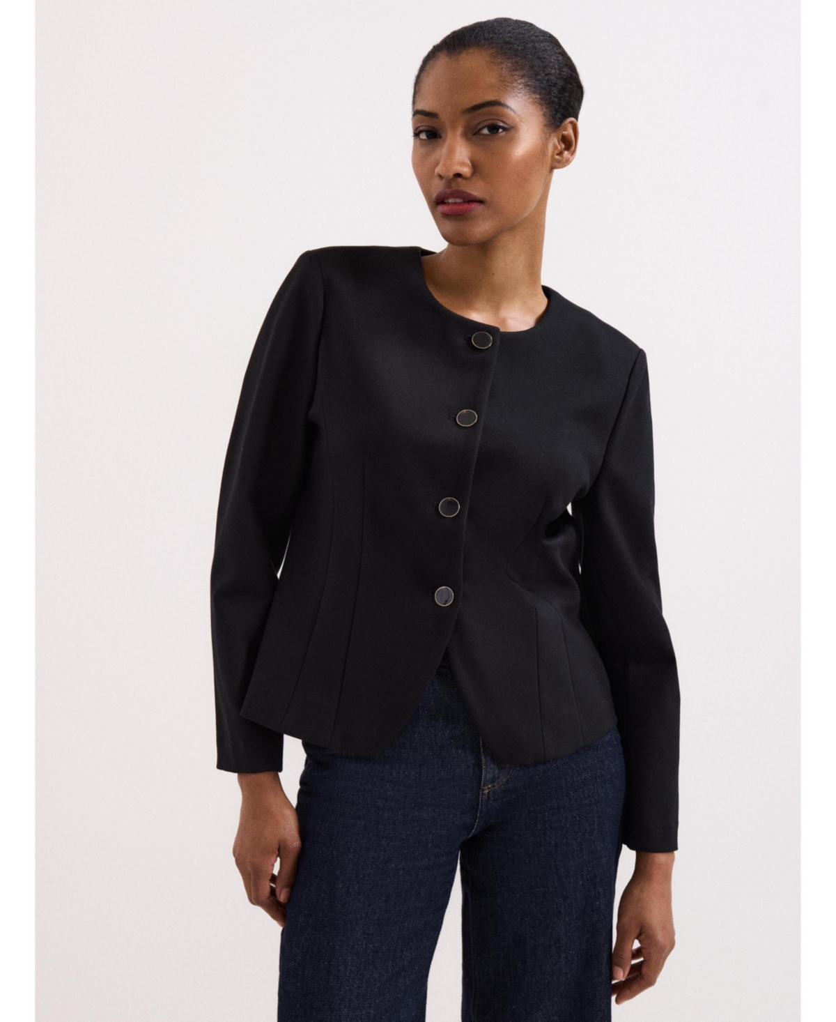 Click here for Phase Eight Womens Danni Ponte Jacket - Black prices