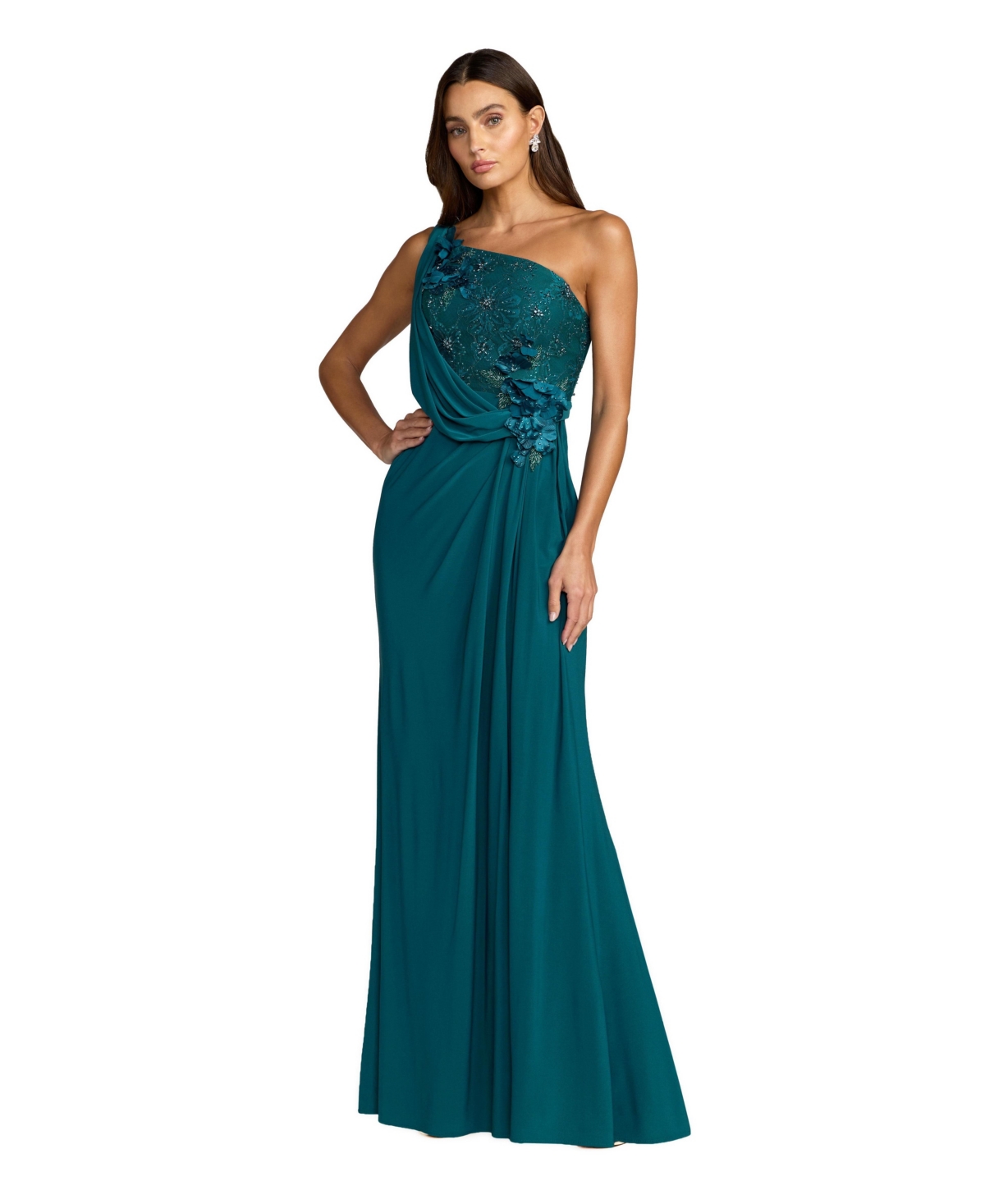 Click here for Mac Duggal Womens Jersey One Shoulder Cowl Gown Wi... prices