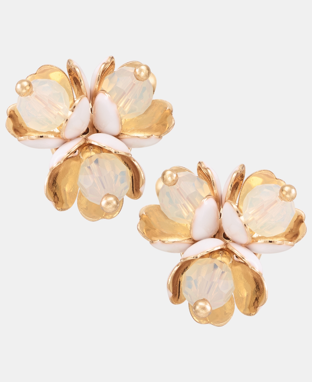 Click here for Anne Klein Textured Flower Stud Earrings - White prices