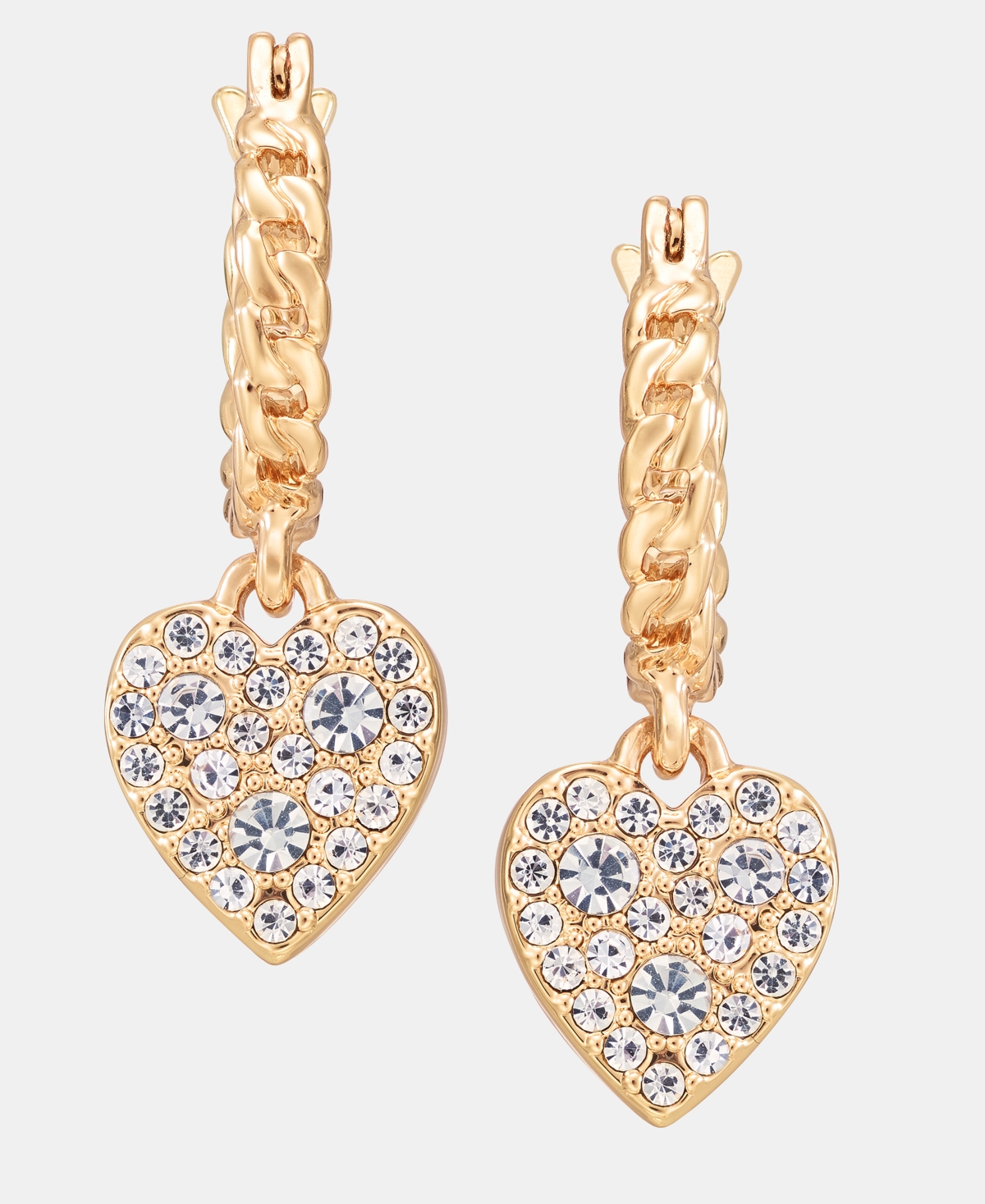Click here for Karl Lagerfeld Paris Gold-Tone Pave Heart Drop Hoo... prices
