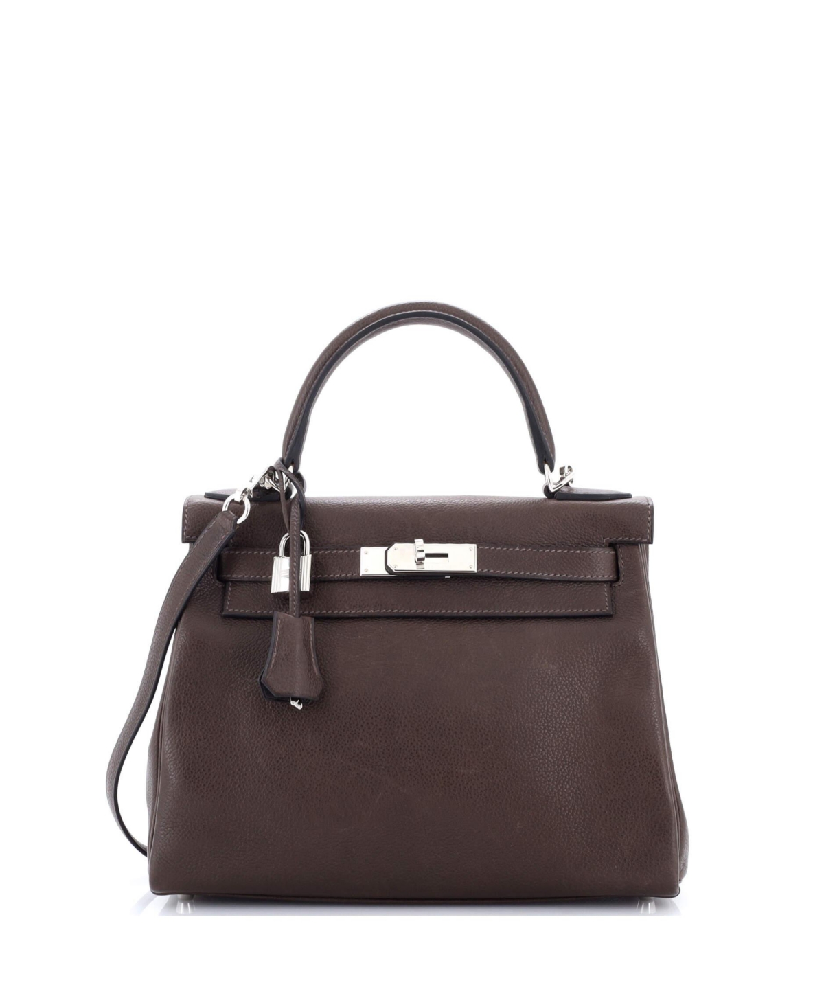 Click here for Pre-Owned HERMES Kelly 28 Handbag Brown Barenia Fa... prices