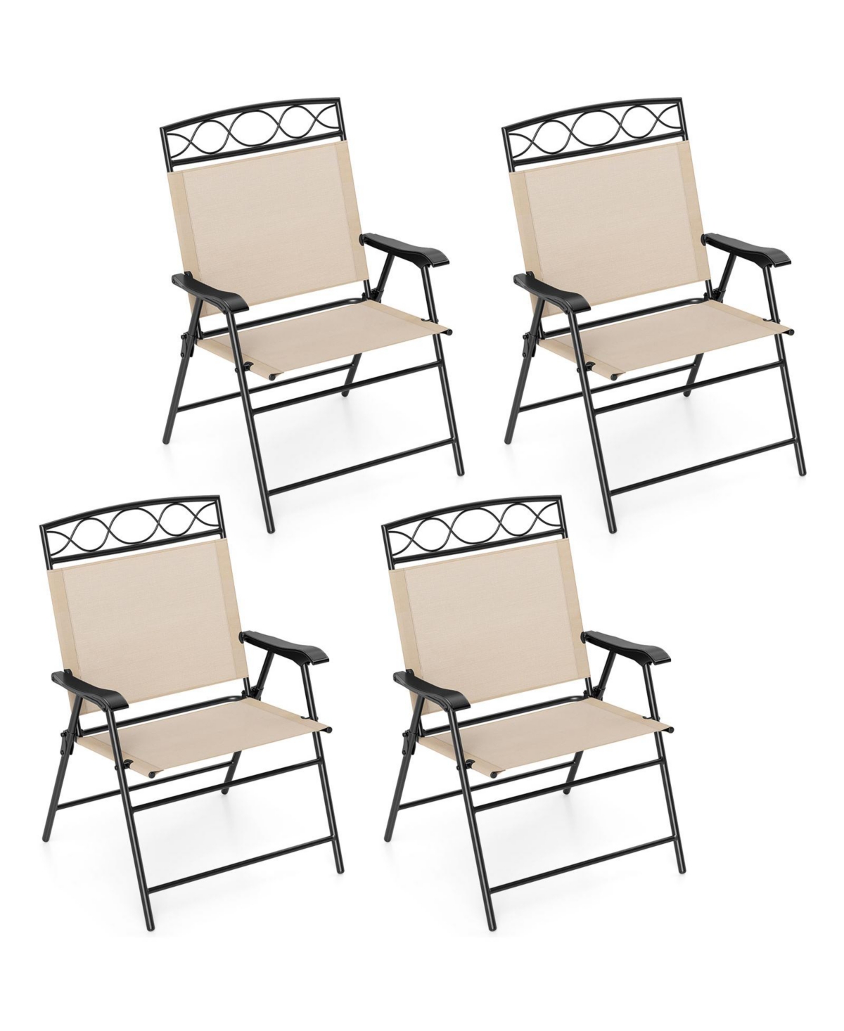 Click here for Gymax 4 Pack Patio Folding Chairs w/ Backrests & A... prices