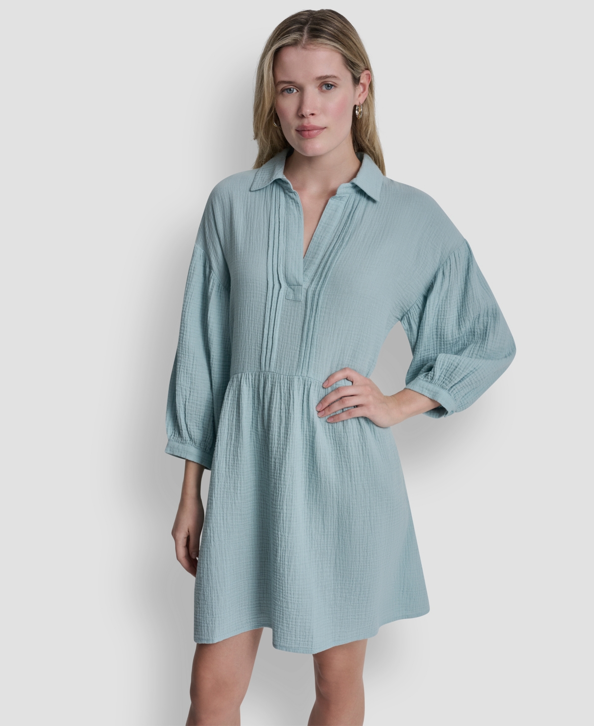 Click here for Dkny Jeans Womens Henley Pleated Tiered Dress - Mi... prices