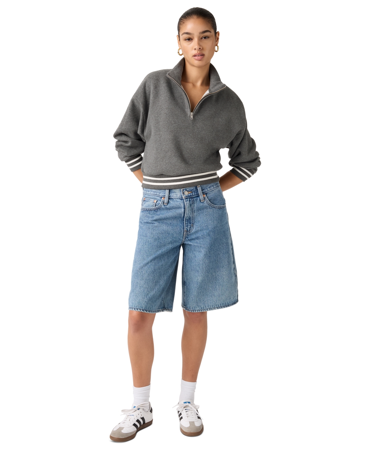 Click here for Levis Womens Mid Rise Baggy Shorts - Twisted Stone prices