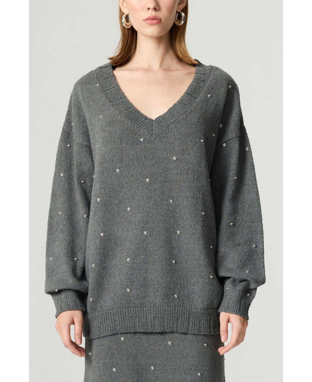 Click here for Nocturne Womens Embellished V-Neck Knit Sweater -... prices