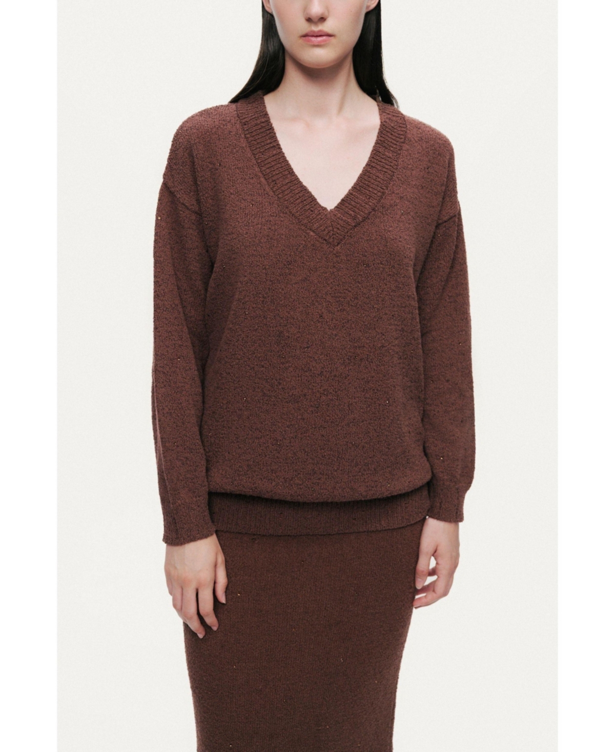 Click here for Nocturne Womens Embellished V-Neck Knit Sweater -... prices