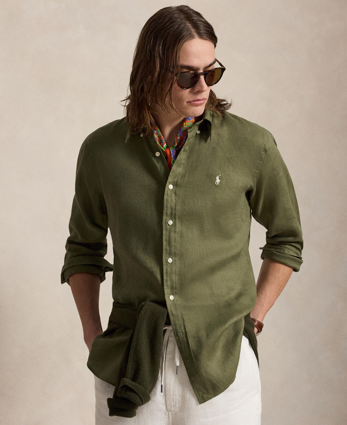 Click here for Polo Ralph Lauren Mens Classic Fit Linen Shirt - G... prices
