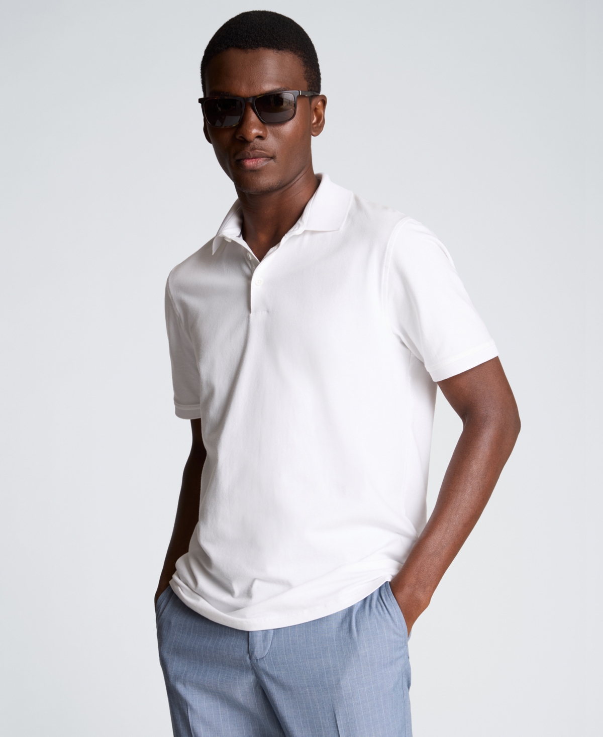 Click here for Kenneth Cole Mens Solid Button Placket Polo Shirt... prices