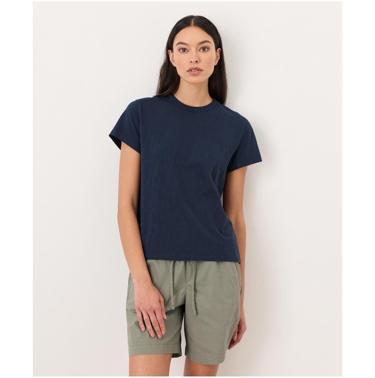 Click here for Pact Womens Organic Cotton Slub Crewneck Tee - Nav... prices