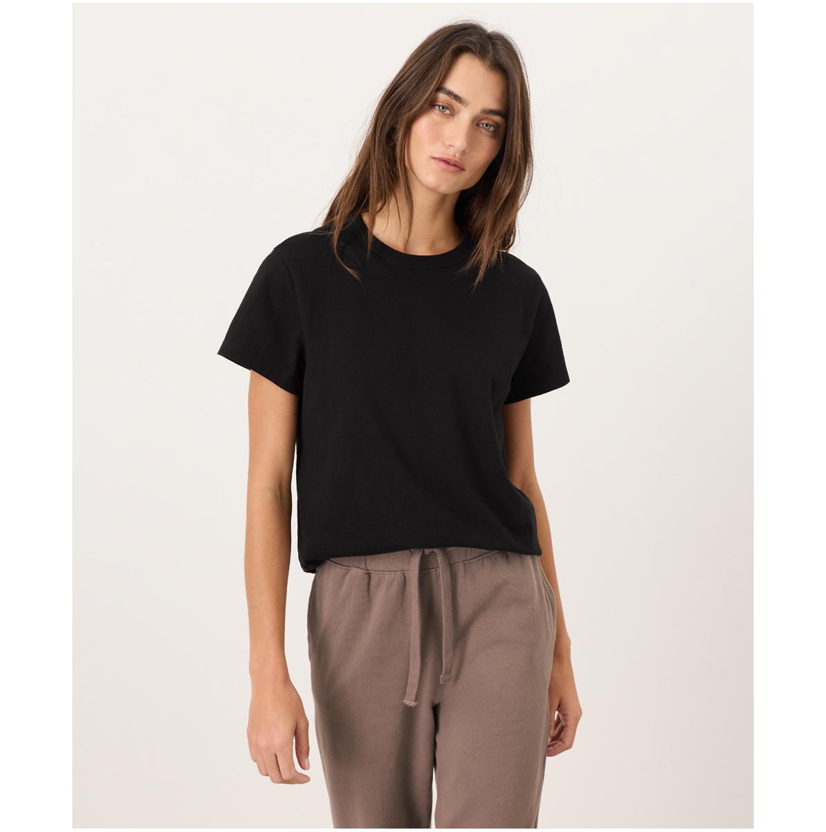 Click here for Pact Womens Organic Cotton Slub Crewneck Tee - Bla... prices