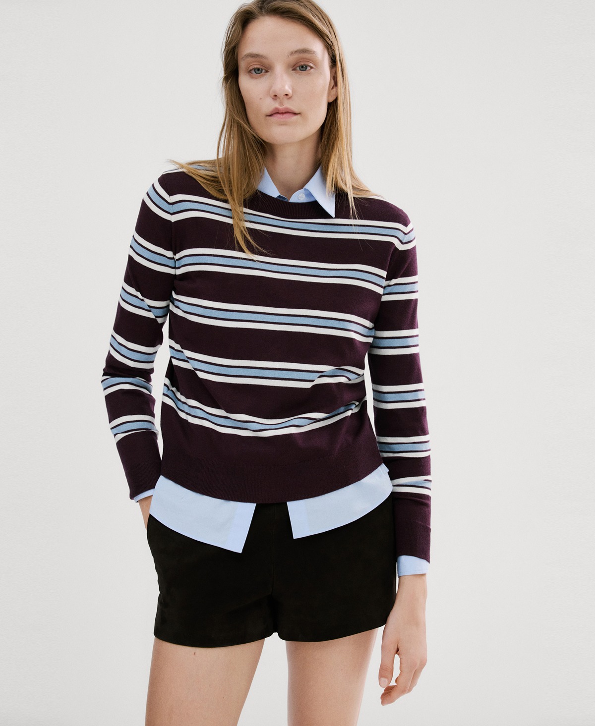 Click here for Mango Womens Fine Knit Striped Sweater - Maroon prices
