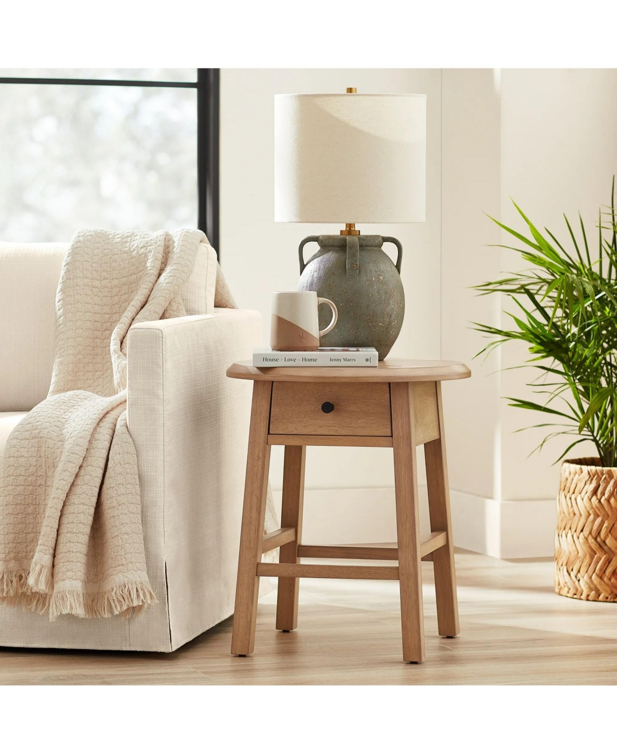 Click here for Rainsken Solid Rubberwood Nightstand  Round Sofa S... prices