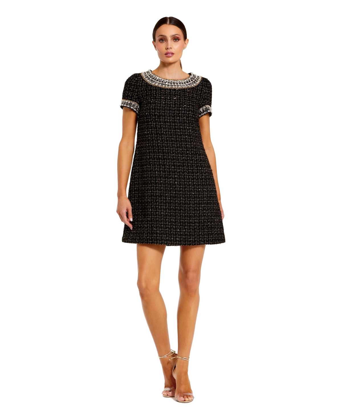 Click here for Mac Duggal Womens Short Sleeve Boucle Mini Dress W... prices