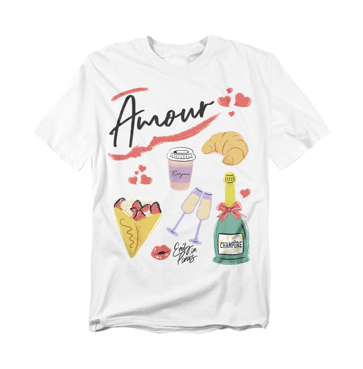 Click here for Emily in Paris Mens Amour Food Collage T-Shirt - W... prices