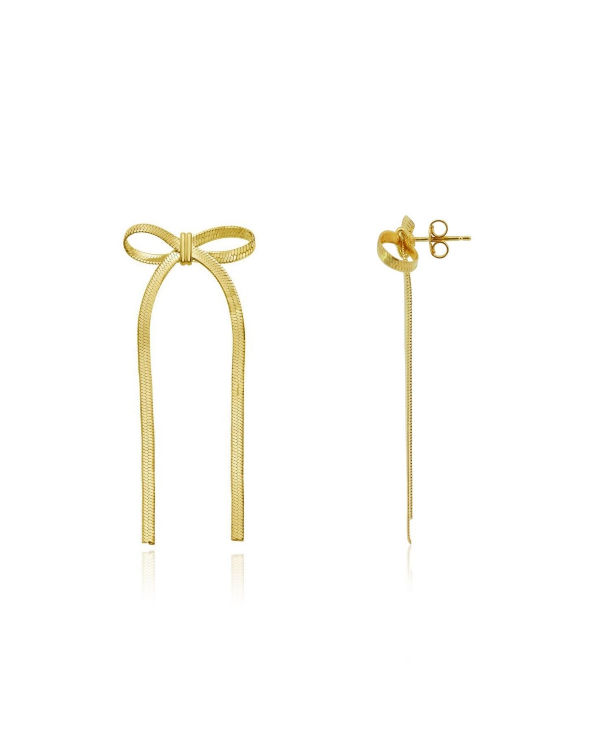 Click here for The Lovery Herringbone Bow Earrings 14K Gold-Plate... prices