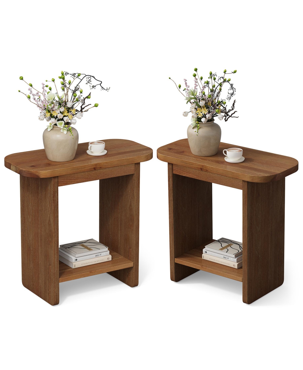 Click here for Tribesigns Solid Wood Side Table Set of 2  H-Shape... prices