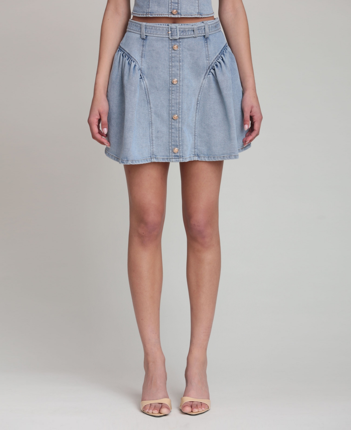 Click here for Avec Les Filles Womens Belted Mini Skirt - Satin W... prices