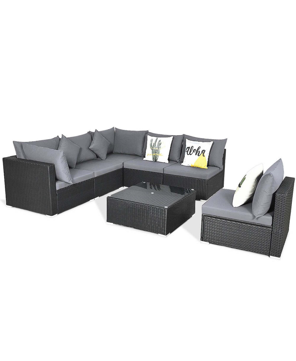 Click here for 7PCS Patio Wicker Sofa Set Sectional Conversation... prices
