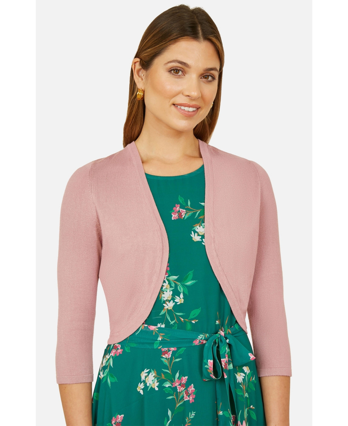 Click here for Yumi Womens Knitted Curve Bolero - Blush prices