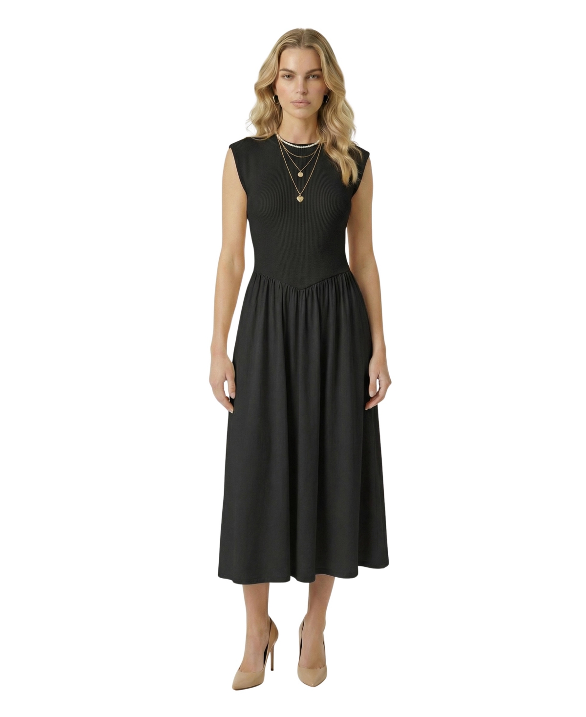 Click here for Modenaire Womens Cap Sleeve Fitted Bodice Midi Dre... prices