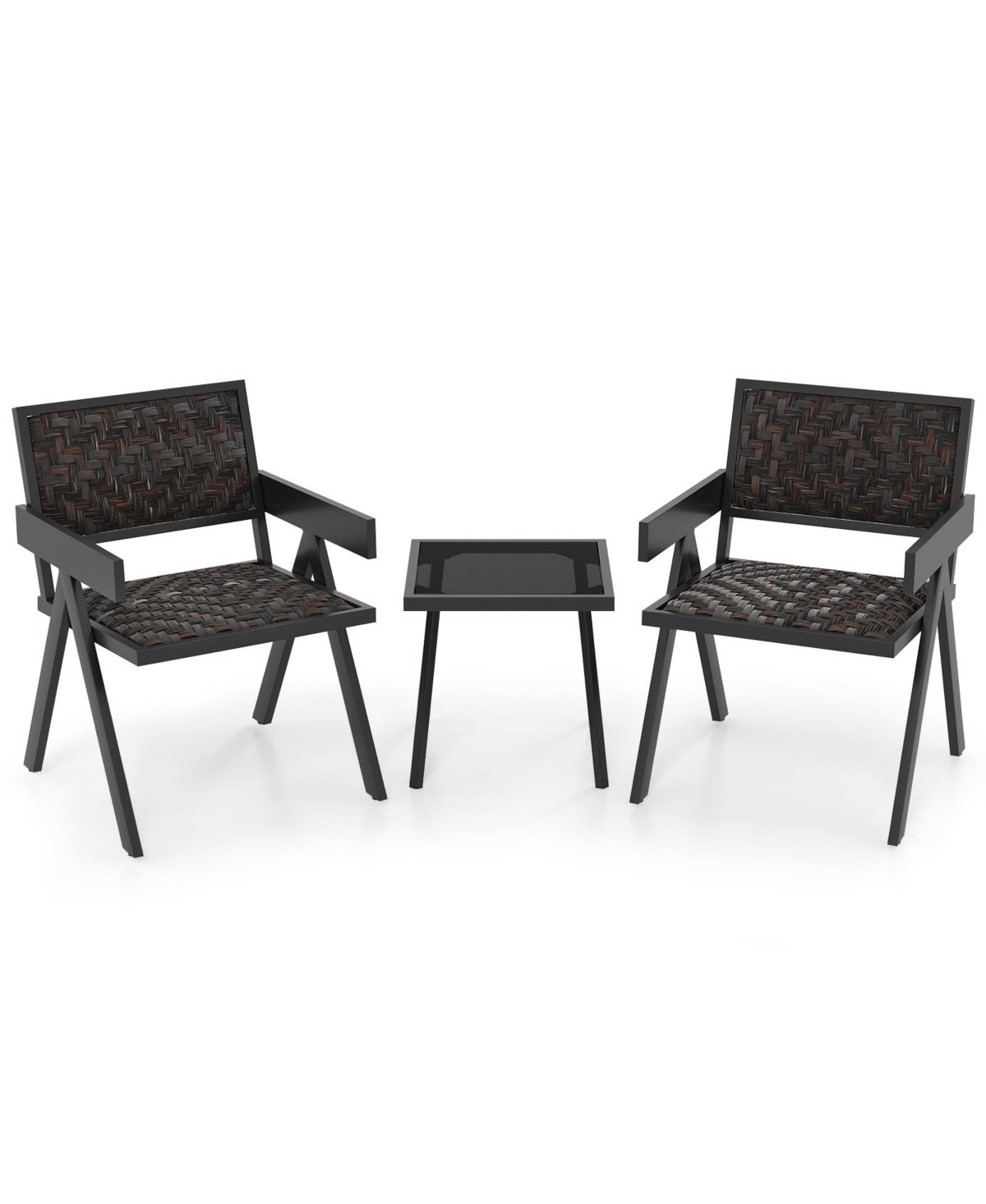 Click here for 3 Pieces Patio Wicker Bistro Set with Quick-Drying... prices