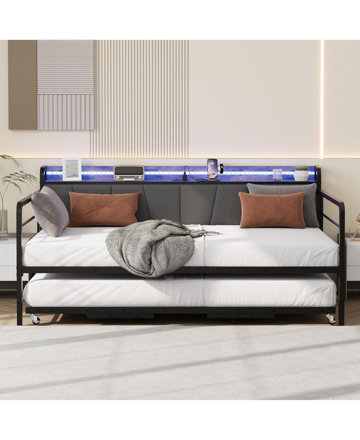 Click here for gaomon Daybed with Trundle and Led Light  Sturdy M... prices