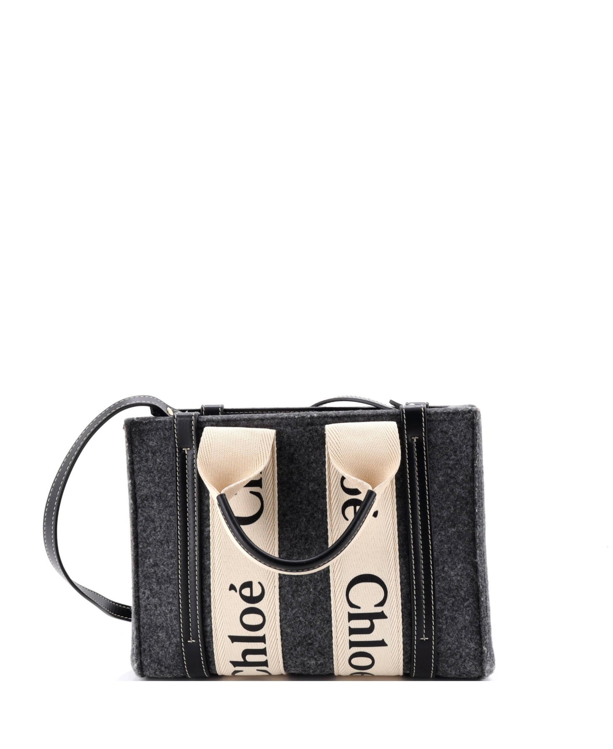 Click here for Pre-Owned Chloe Small Woody Tote Felt with Leather... prices