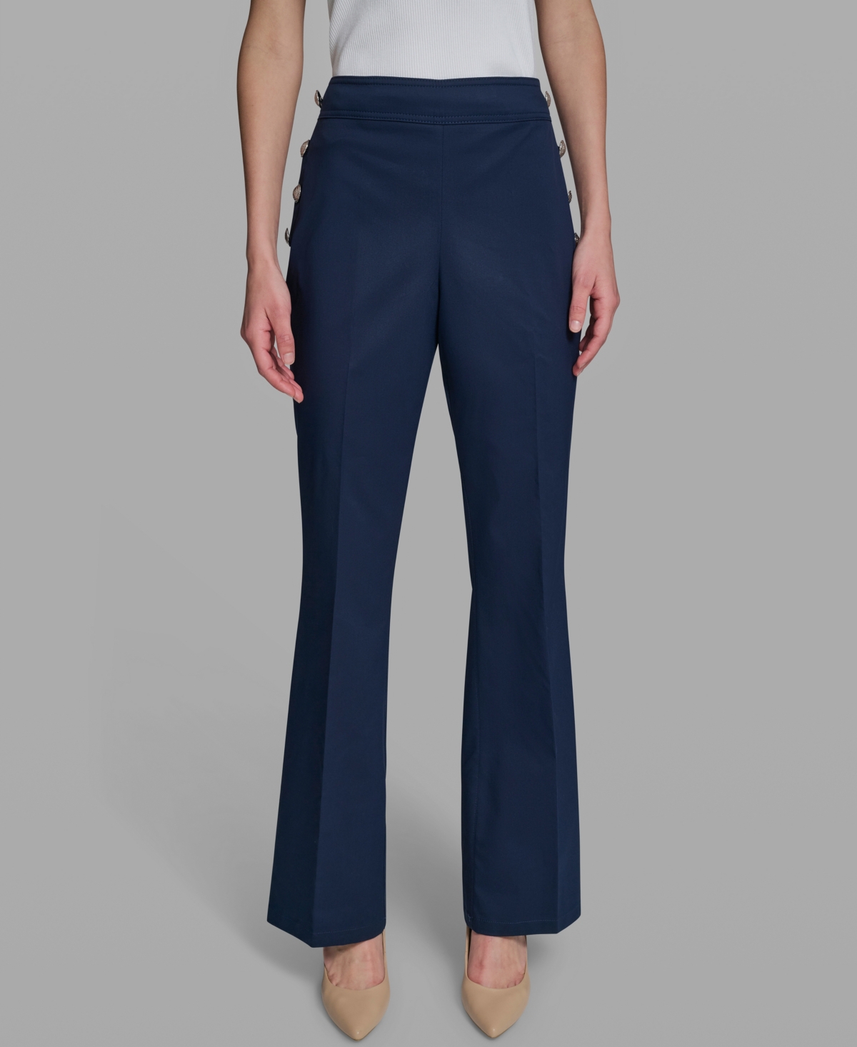 Click here for Karl Lagerfeld Paris Womens Wide-Leg Mid-Rise Sail... prices