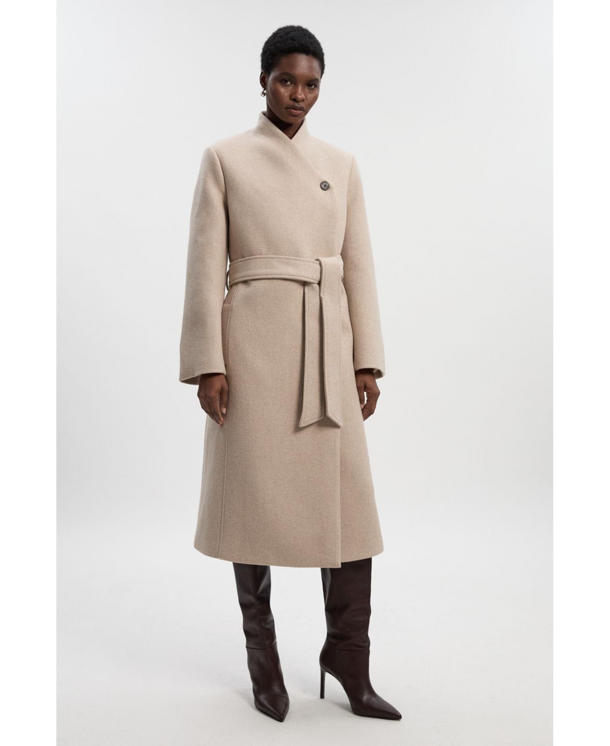 Click here for Karen Millen Womens Wool Wrap Neck Tailored Belted... prices