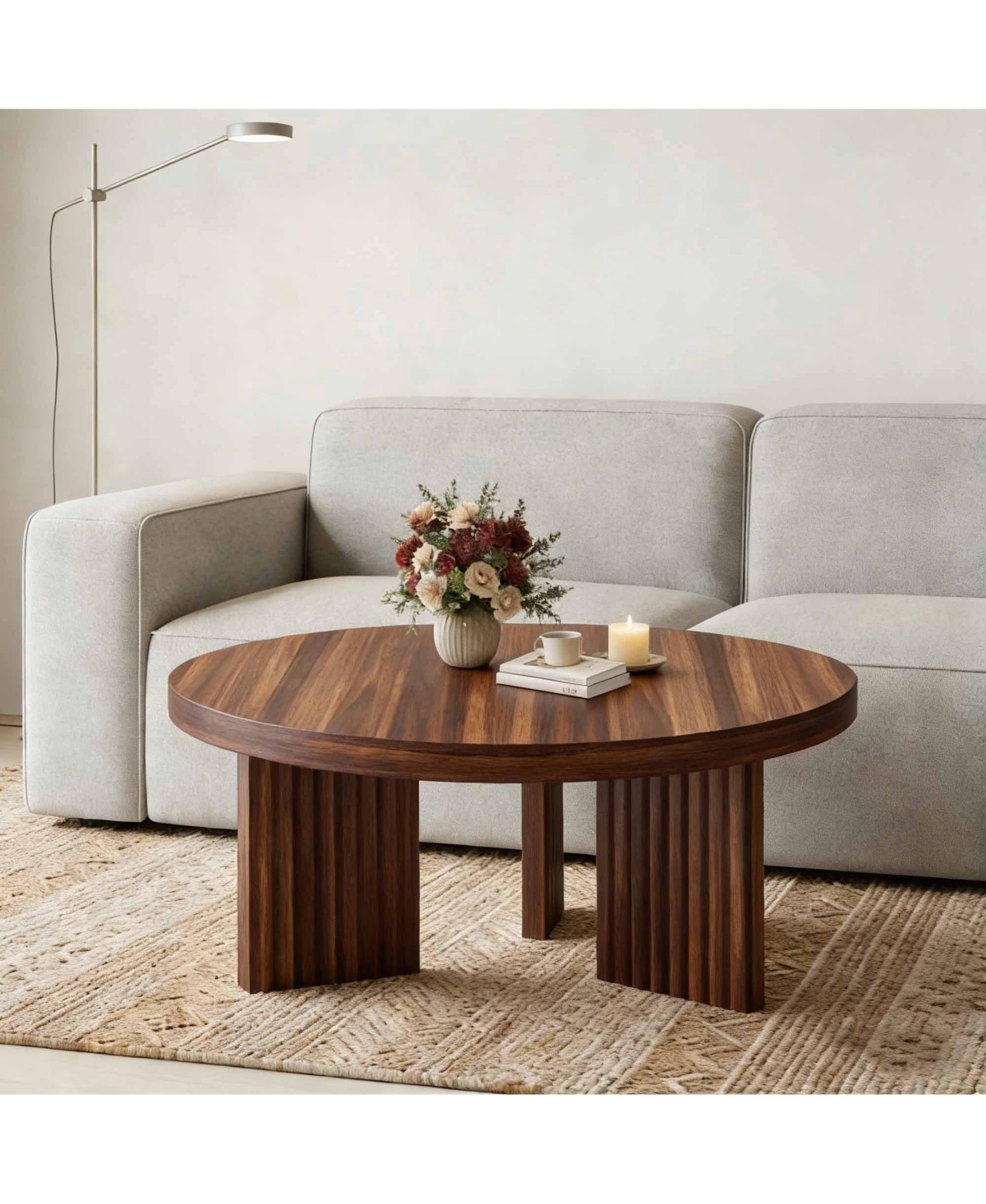 Click here for gaomon 33.5-Inch Round Wood Coffee Table for Small... prices