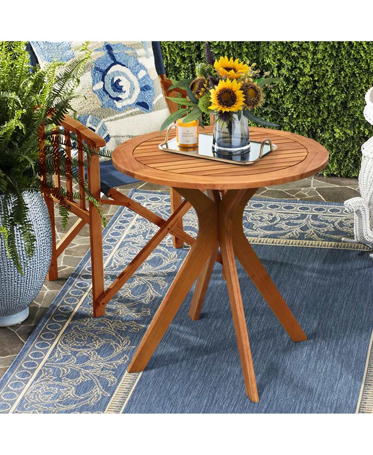 Click here for Costway 27 Outdoor Round Table Solid Wood Coffee S... prices