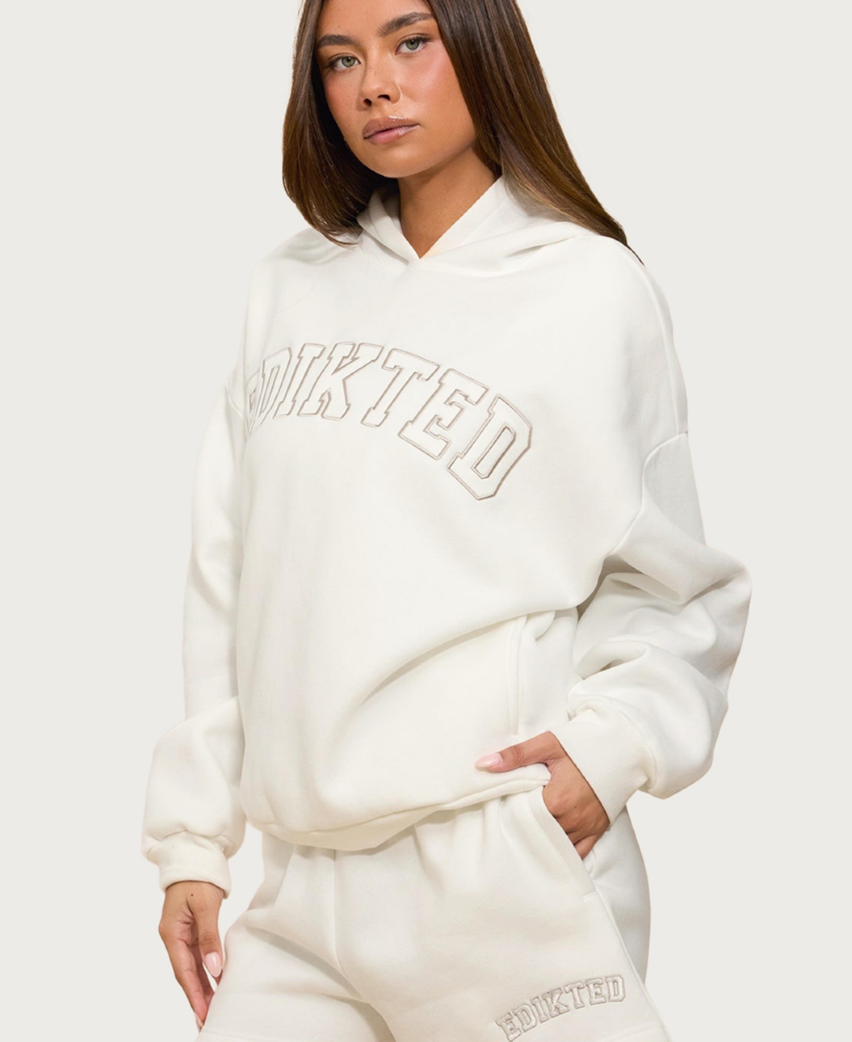 Click here for Edikted Womens Go 2 Everyday Fleece Hoodie - White prices