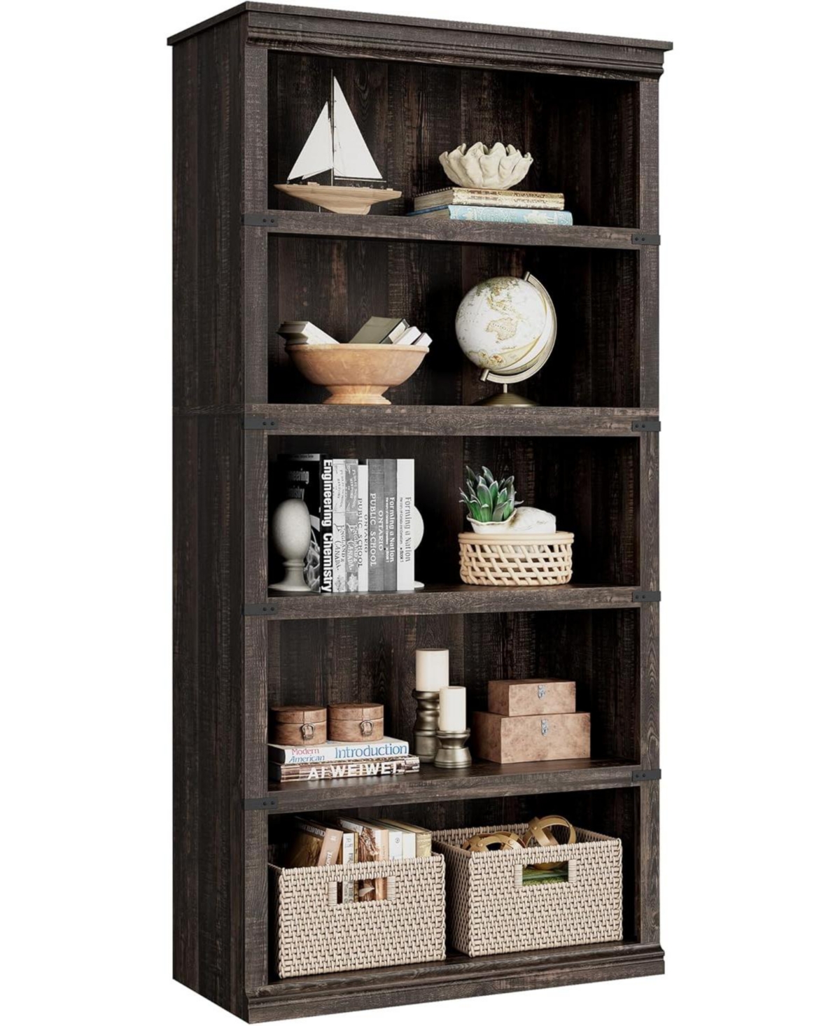 Click here for gaomon5 Tier Farmhouse Bookcase 67.4" Tall Wo... prices