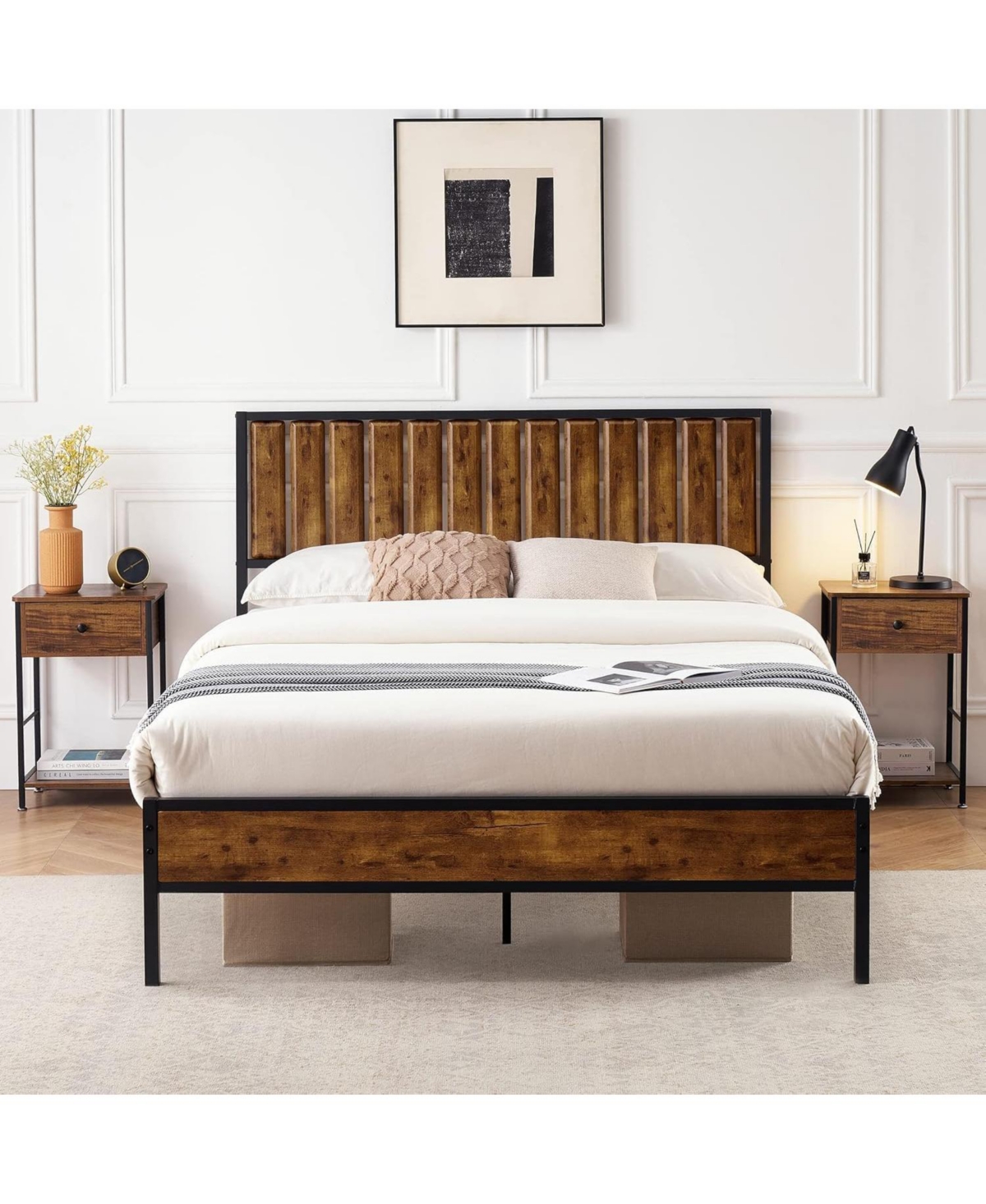 Click here for Gaomon Full Size Bed Frame with Wooden Headboard... prices