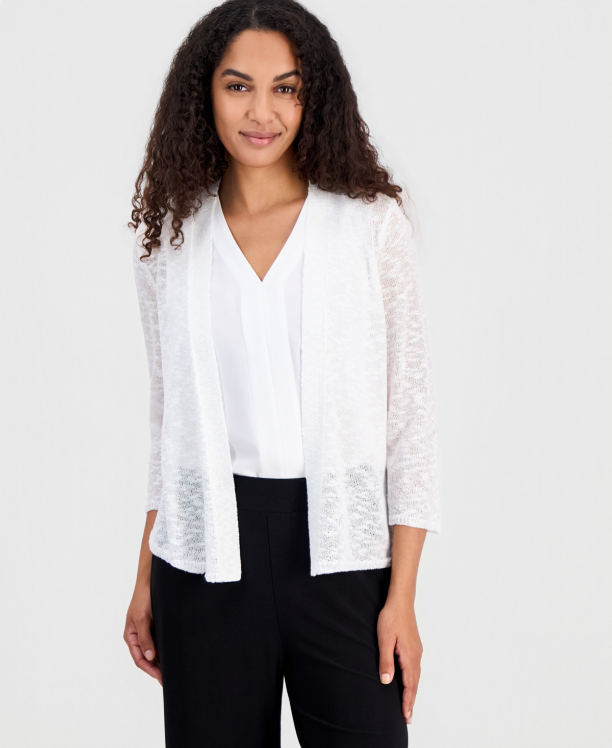 Click here for Kasper Petite Open-Front Pull-On Cardigan - Vanill... prices
