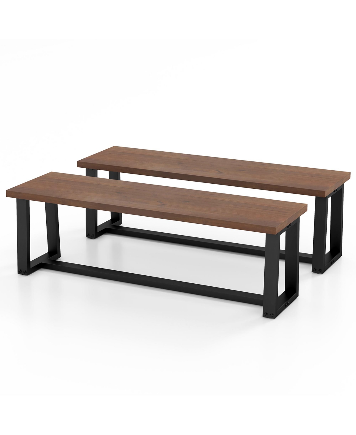 Click here for Gymax Set of 2 56.5"L Wood Dining Bench Metal... prices