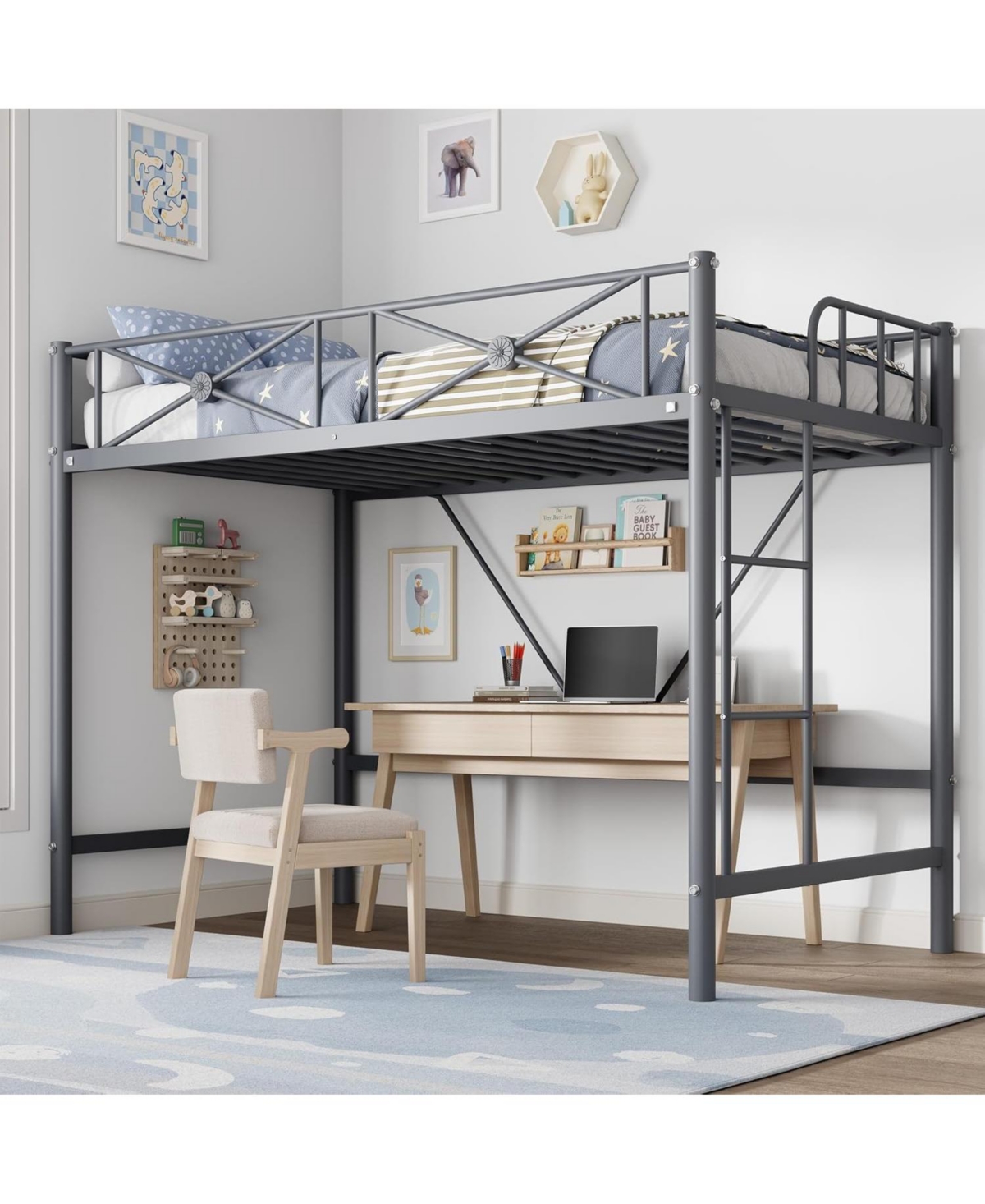 Click here for gaomon Metal Loft Bed Twin Size  Industrial Loftbe... prices