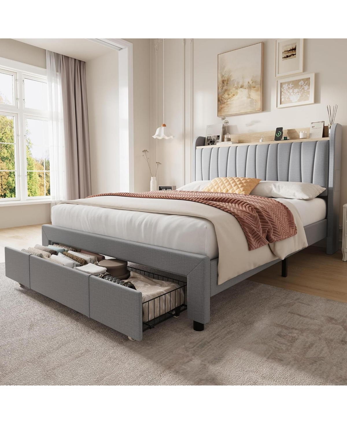 Click here for gaomon Bed Frame with Storage Headboard  Upholster... prices