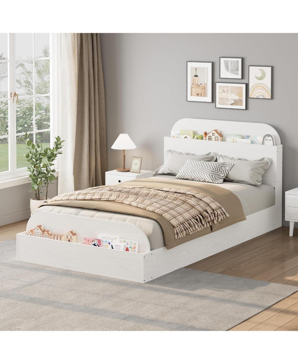 Click here for gaomon Bed Frame Wooden Storage Headboard Low Plat... prices