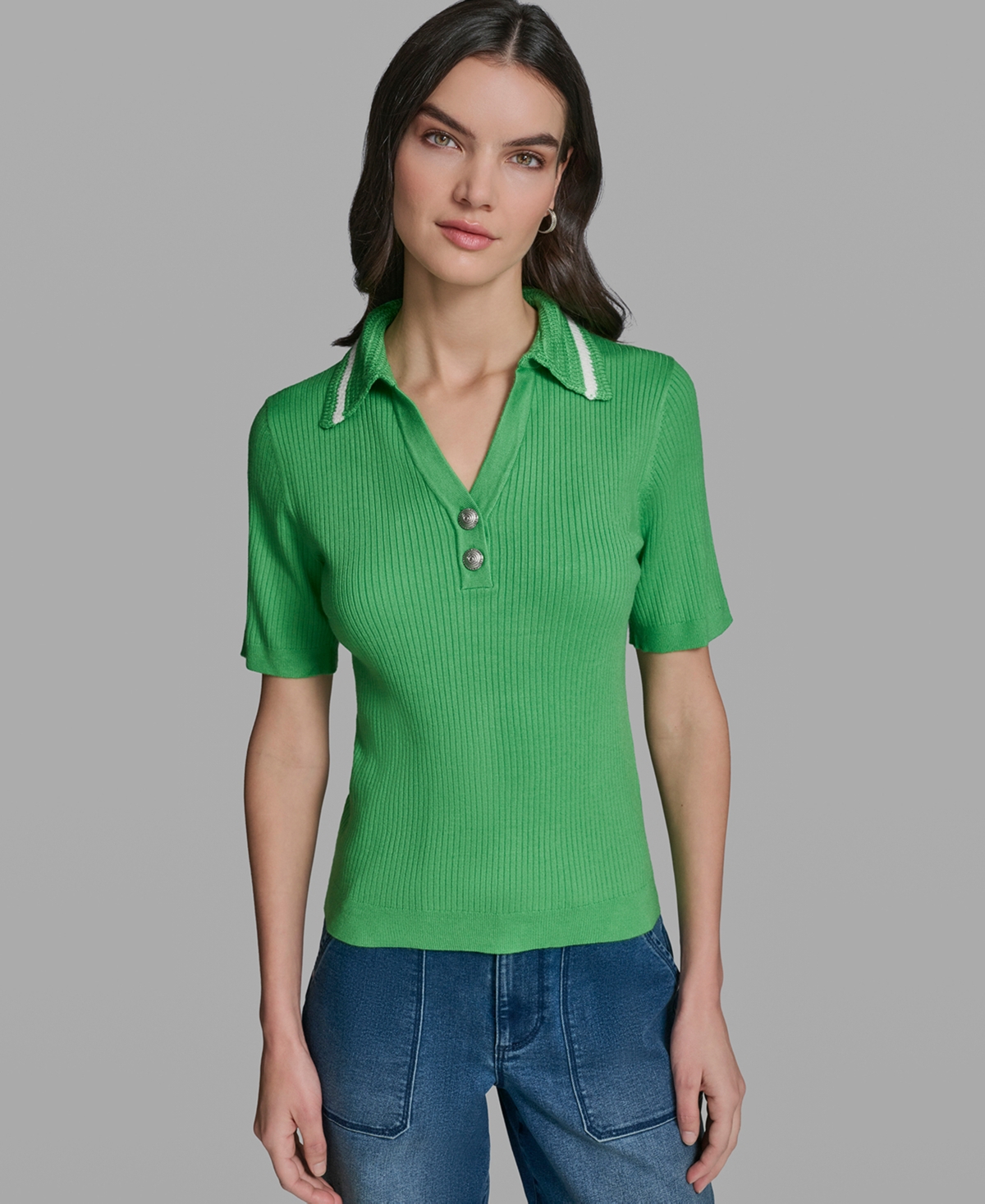 Click here for Karl Lagerfeld Paris Petite Collared Polo T-Shirt... prices