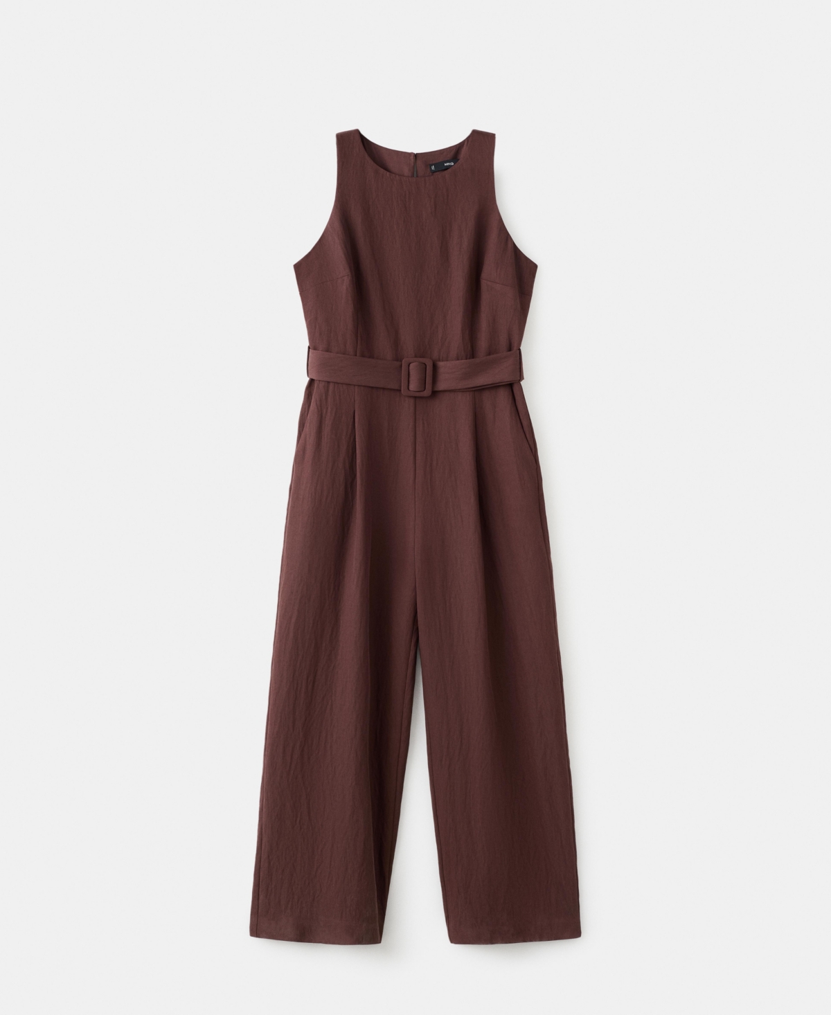 Click here for Mango Womens Lyocell Belt Jumpsuit - Brown prices