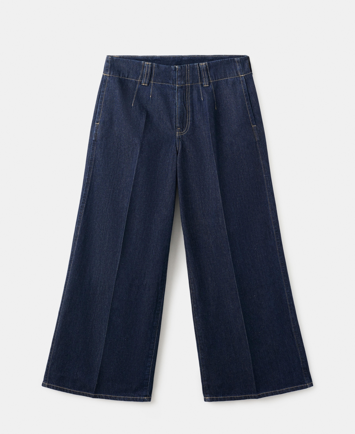 Click here for Mango Womens Wide Leg Mid-Rise Jeans - Open Blue prices
