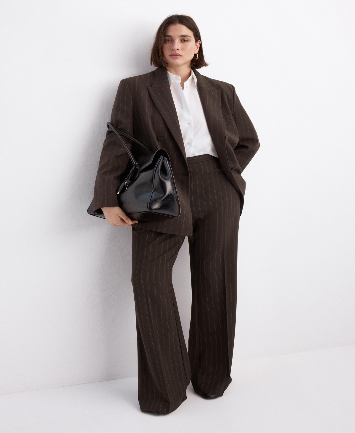 Click here for Mango Womens Pinstripe Suit Trousers - Brown prices