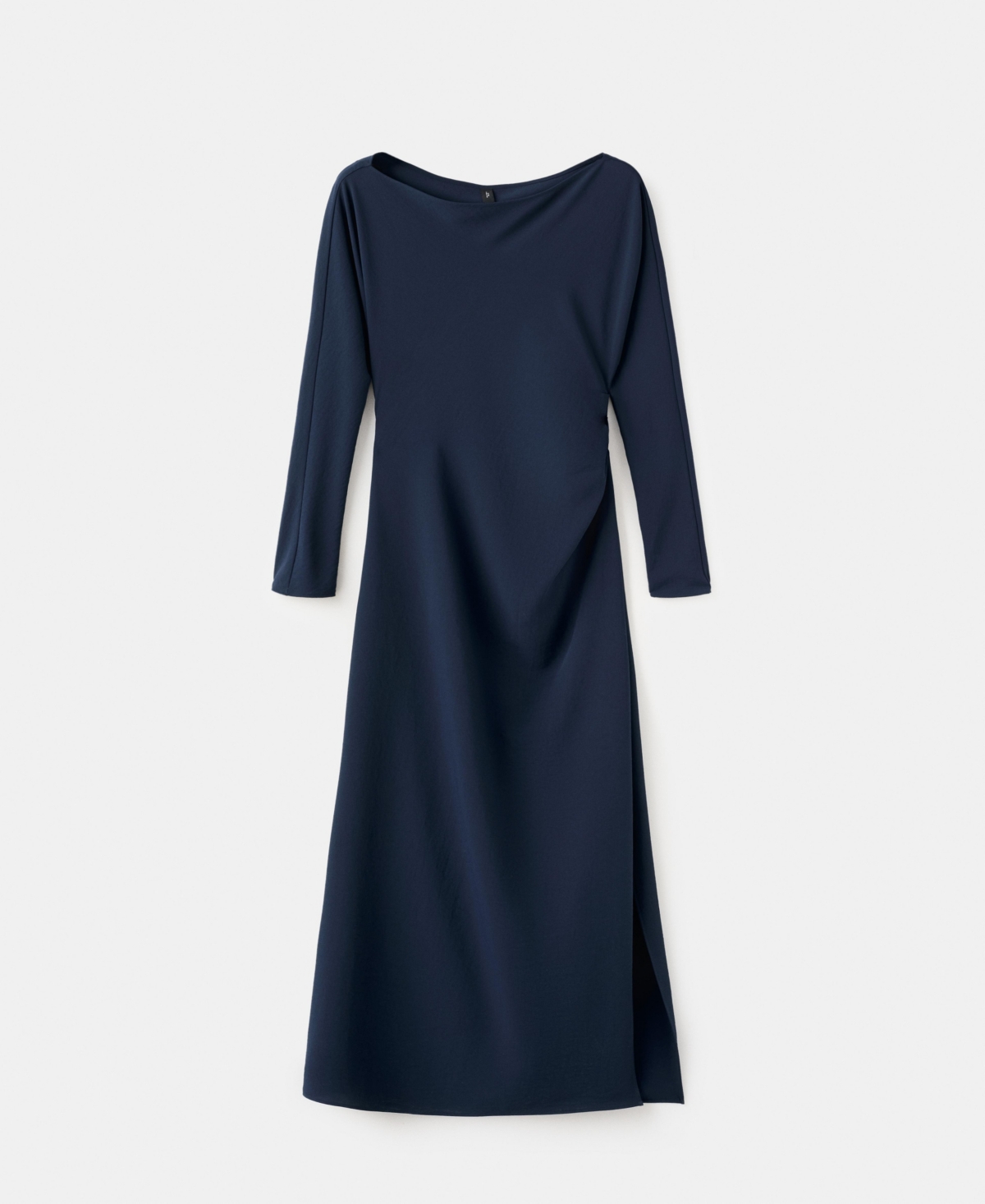 Click here for Mango Womens Boat-Neck Ruched Dress - Navy prices